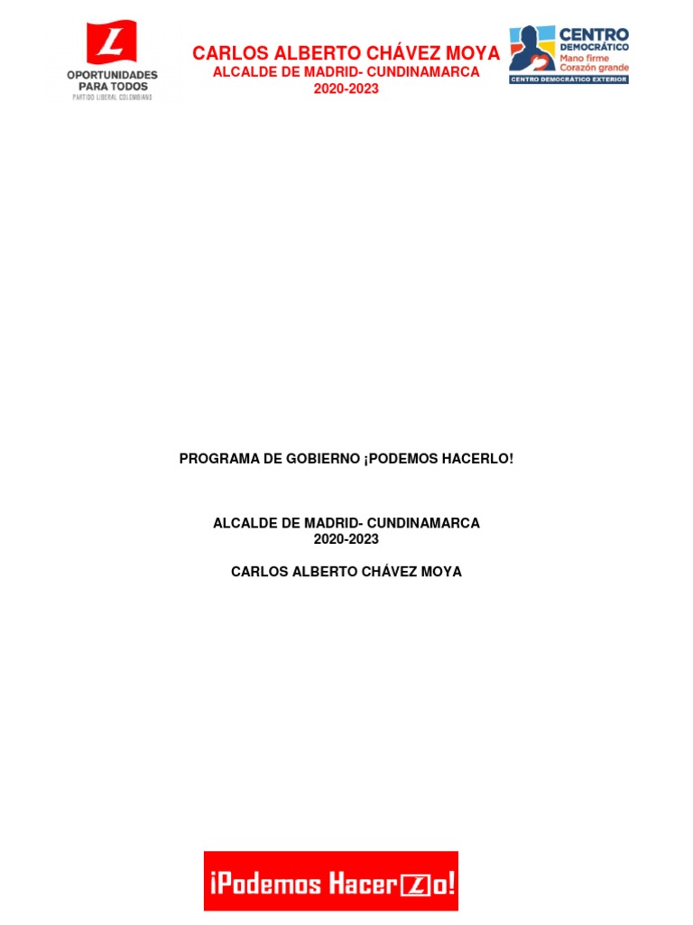Programa de Gobierno 2020-2023 de Carlos Chávez | PDF | Madrid ...
