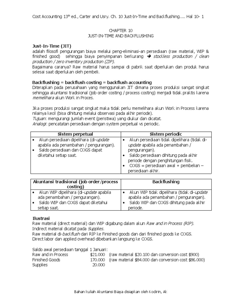 Bab 10 JIT and Bacflushing | PDF