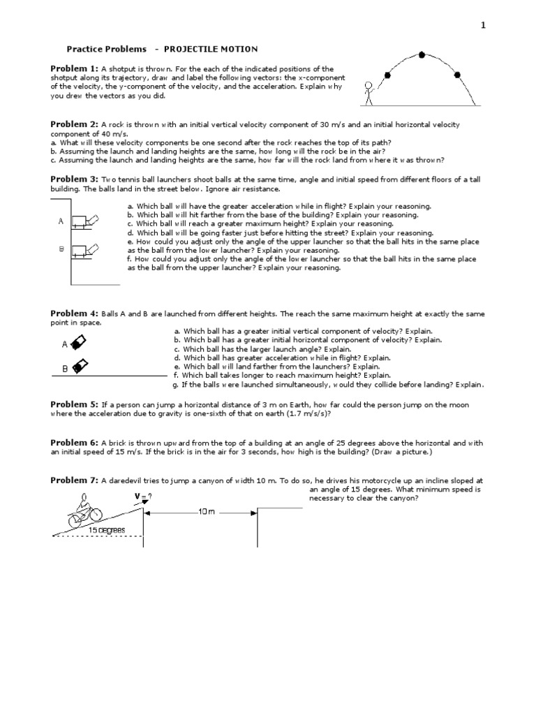 Practice Problems - PROJECTILE MOTION Problem 1 | PDF | Acceleration ...