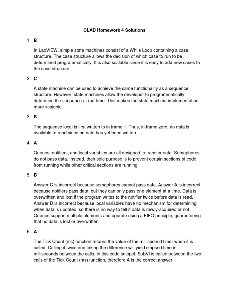 Clad Homework 4 Solutions Pdf Subroutine Variable Computer Science