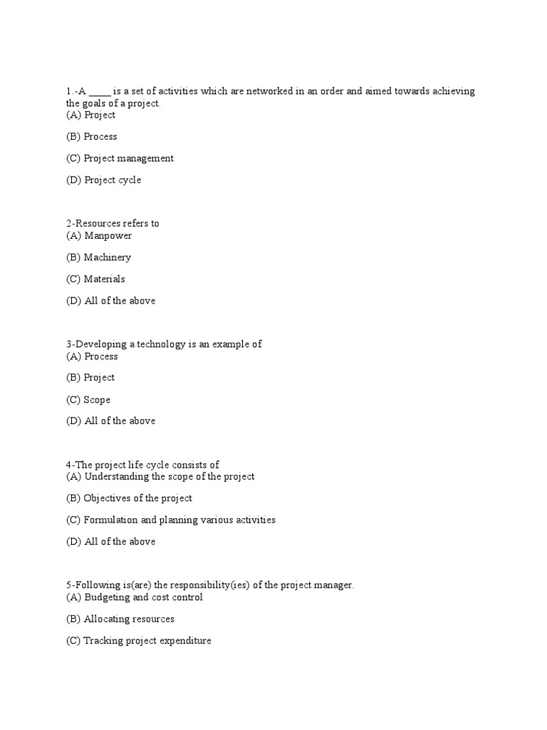 Project MGT MCQ Question Bank | PDF | Project Management | Risk Management
