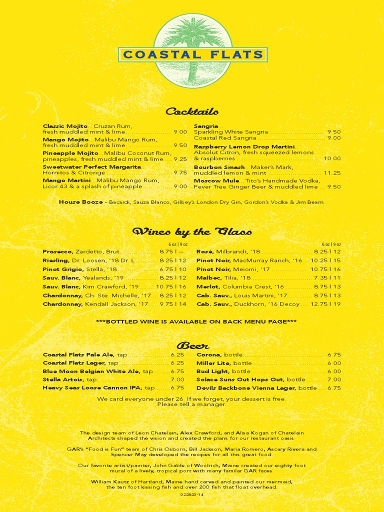 Coastal Flats Menu | PDF | Salad | Vinaigrette