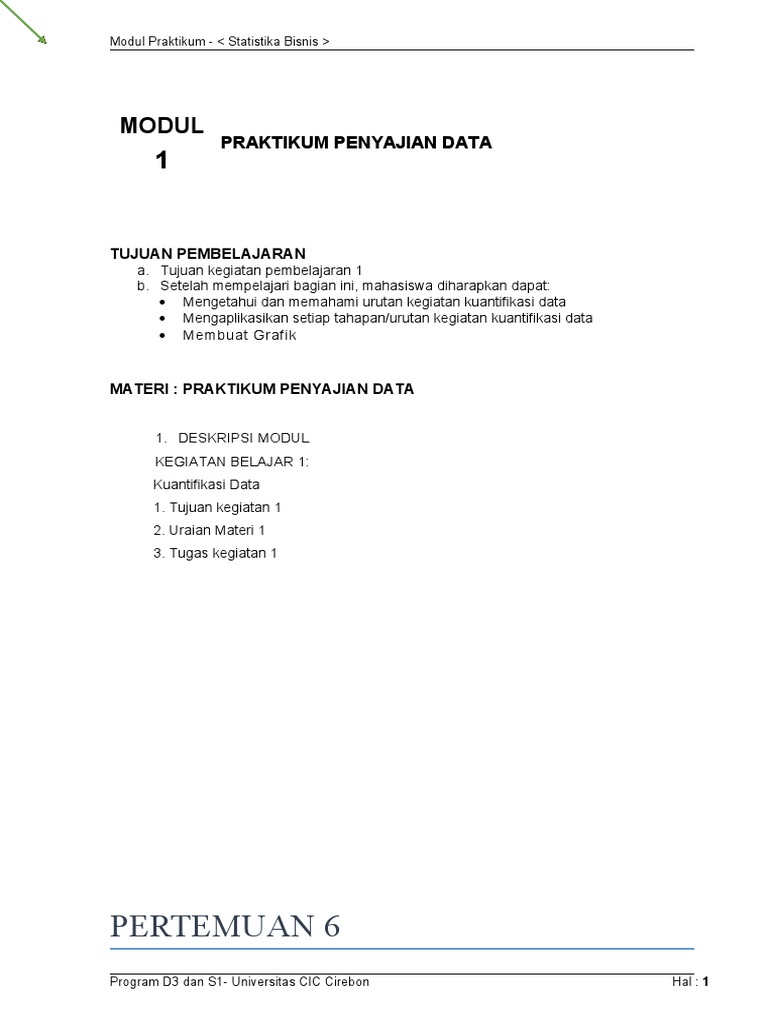 Statistika Bisnis Modul Praktikum | PDF