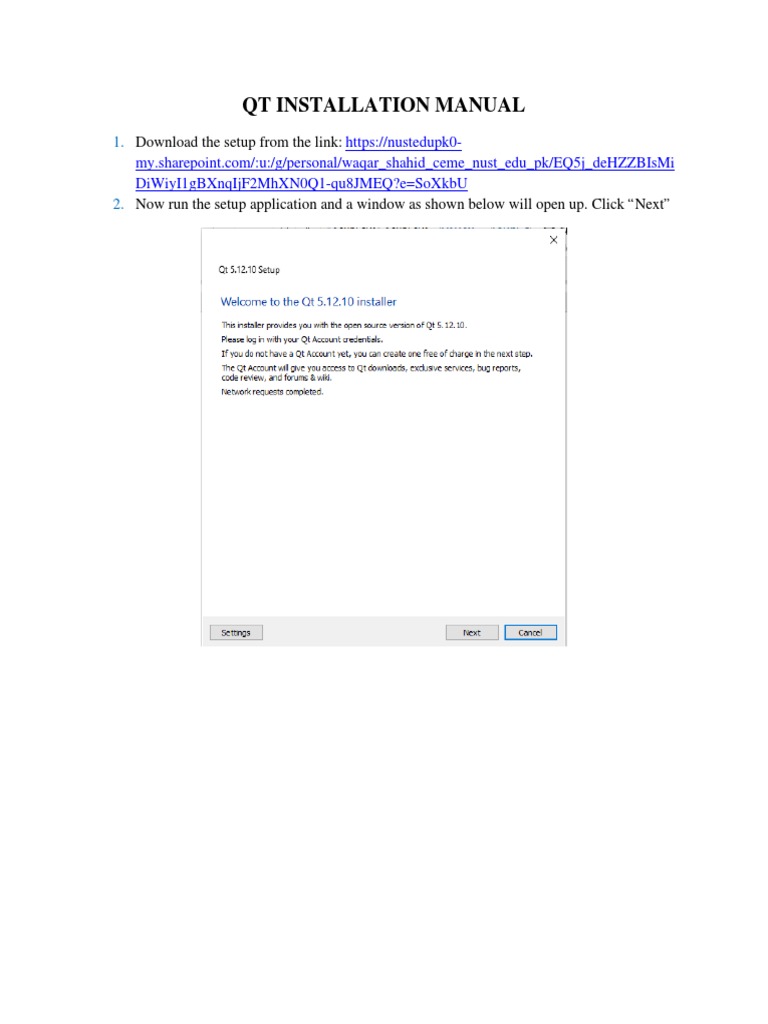 QT Installation Manual: Download The Setup From The Link | PDF ...