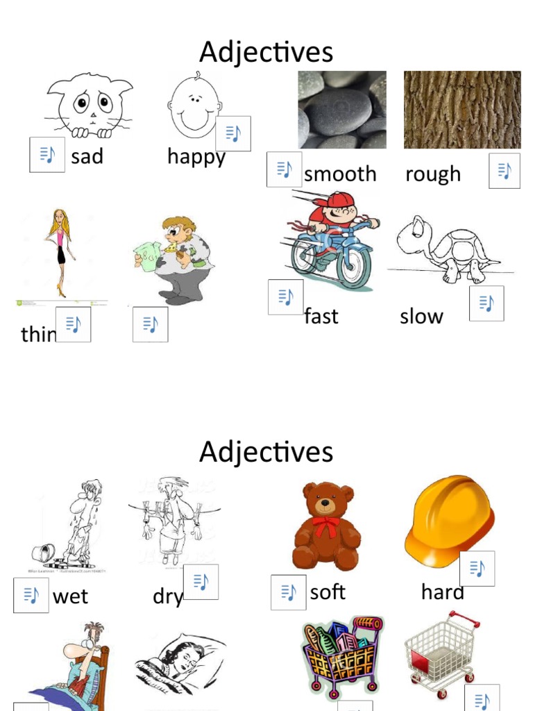 Adjectives: Sad Happy Smooth Rough | PDF