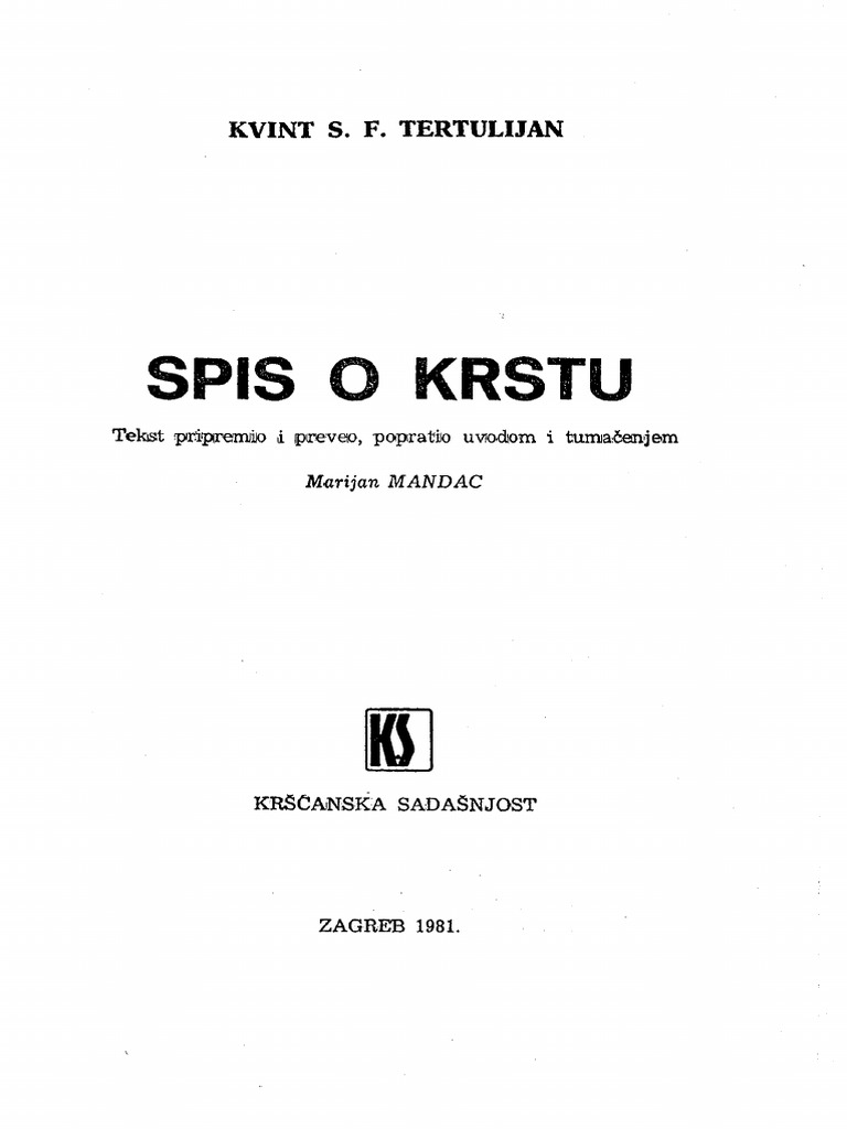 Tertulijan - Spis o Krstu Ocr | PDF