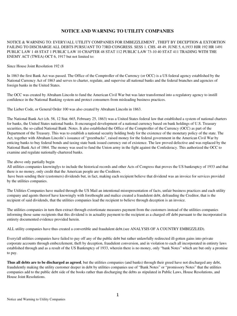 (Public Document) NOTICE AND WARNING TO UTILITY COMPANIES | PDF ...