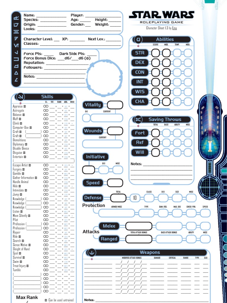 RPG Character Sheet Template 1.3 | PDF | Tabletop Games | Role Playing