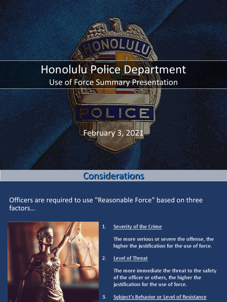 Honolulu Police Commission Use of Force Presentation | PDF | Use Of ...