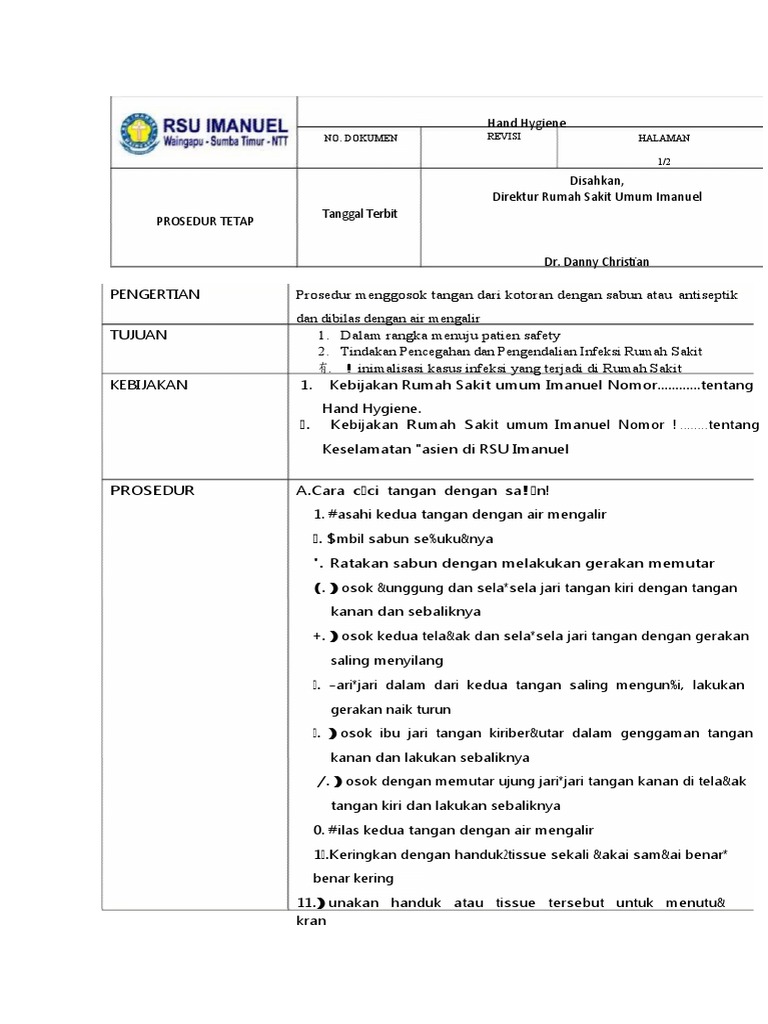 Sop Hand Hygiene | PDF