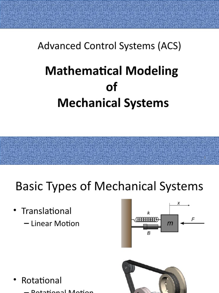 Advanced Control Systems (ACS) : Mathematical Modeling of Mechanical ...