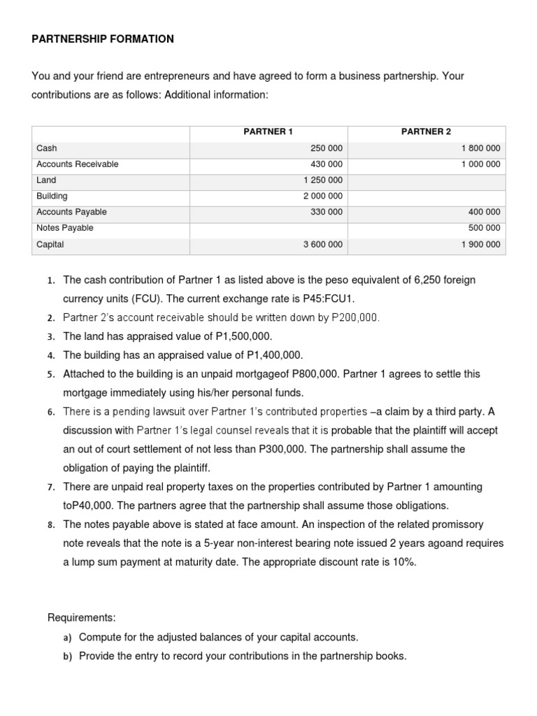 Formation of a Partnership: Adjusting Capital Accounts and Recording ...