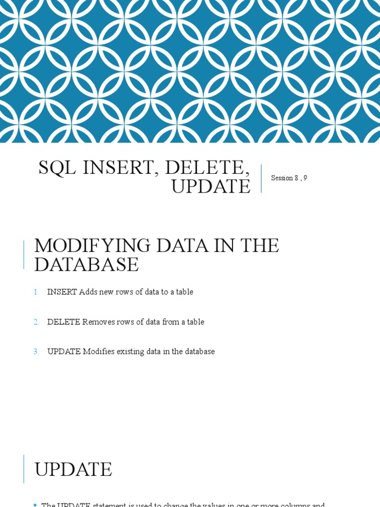 Sql Insert Delete Update Session 8 9 Pdf Table Database Databases