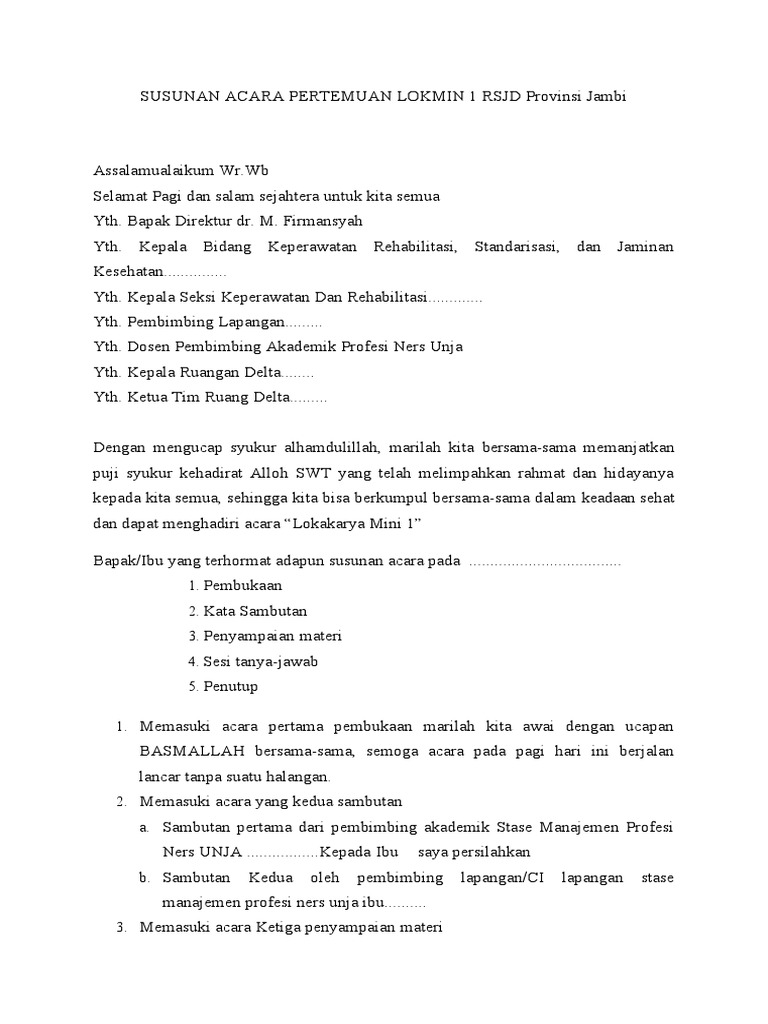 Rundown Acara Besok | PDF