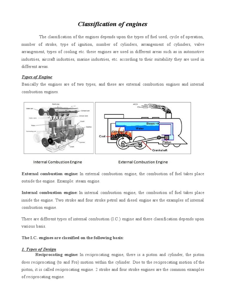 Engine Classification and Types Explained | PDF | Engines | Internal ...