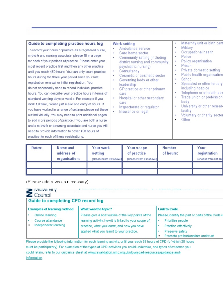 Revalidation Forms Combined | PDF | Midwife | Nursing