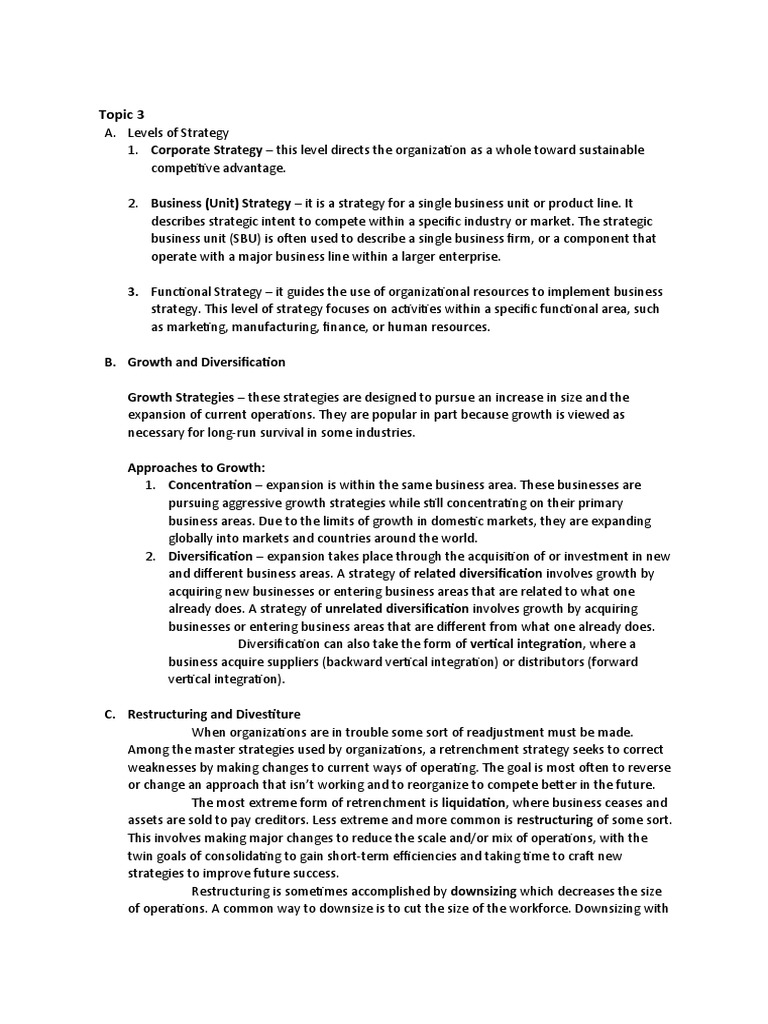 Topic 3 StratMan | Descargar gratis PDF | Strategic Management | Supply Chain