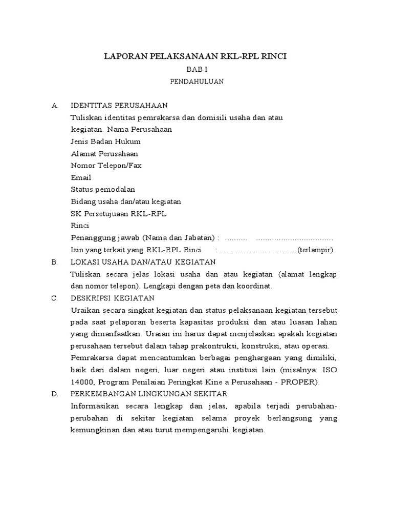 Laporan Pelaksanaan RKL | PDF | Teknologi & Rekayasa