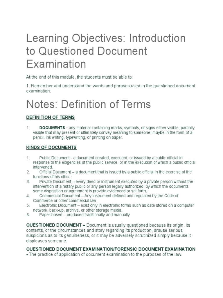 Notes Questioned Docs | Download Free PDF | Signature | Authentication