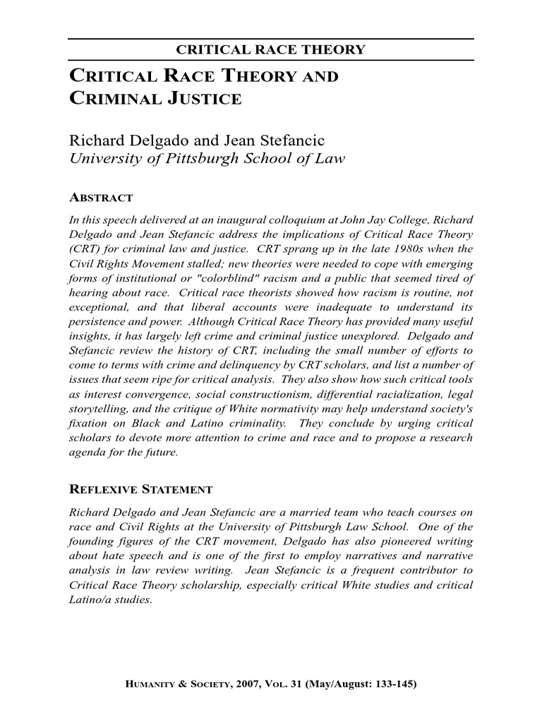 Critical Race Theory and Criminal Justice | PDF | Critical Race Theory ...