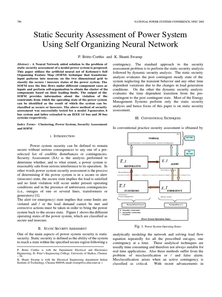 Static Security Assessment with SOFM | PDF | Artificial Neural Network ...