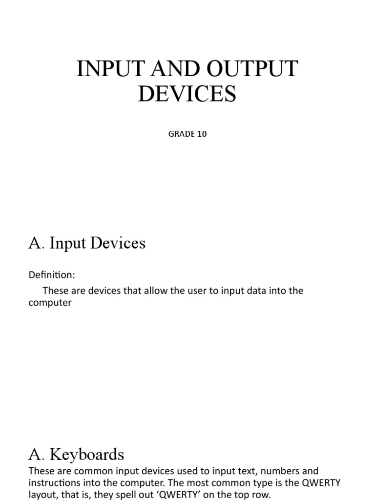 Input and Output Devices: Grade 10 | PDF | Computers