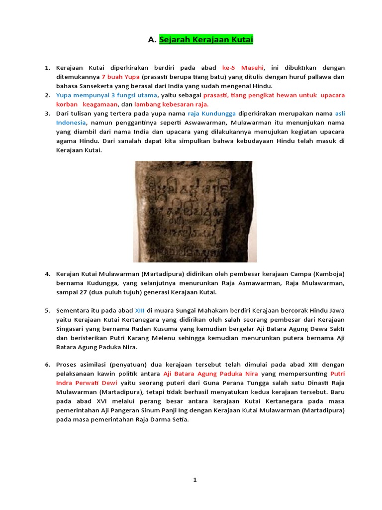 Materi Sejarah Kerajaan Kutai | PDF