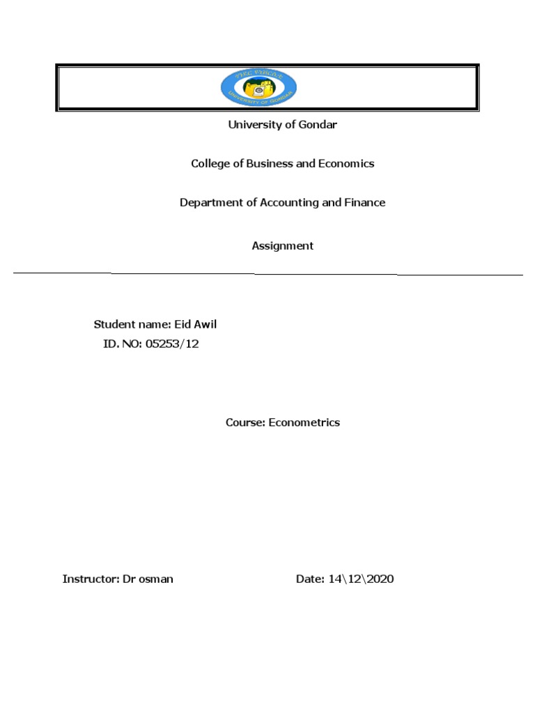 F - Assignment | PDF | Errors And Residuals | Ordinary Least Squares