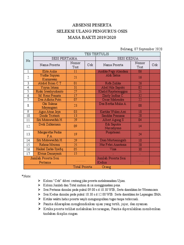 Absensi Peserta | PDF
