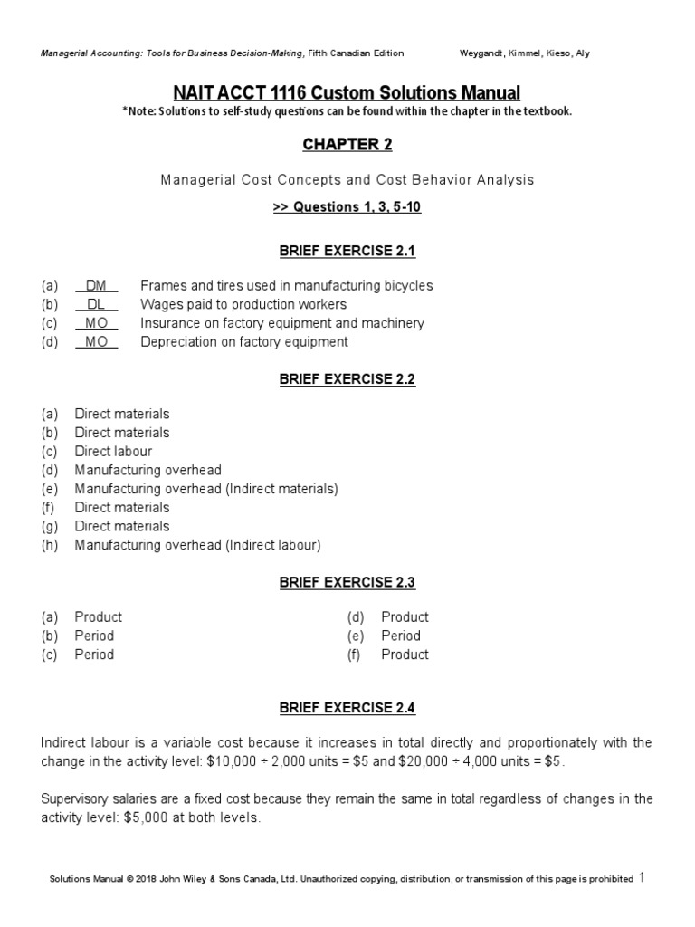 Chapter 2 Solutions | Download Free PDF | Cost Of Goods Sold | Inventory