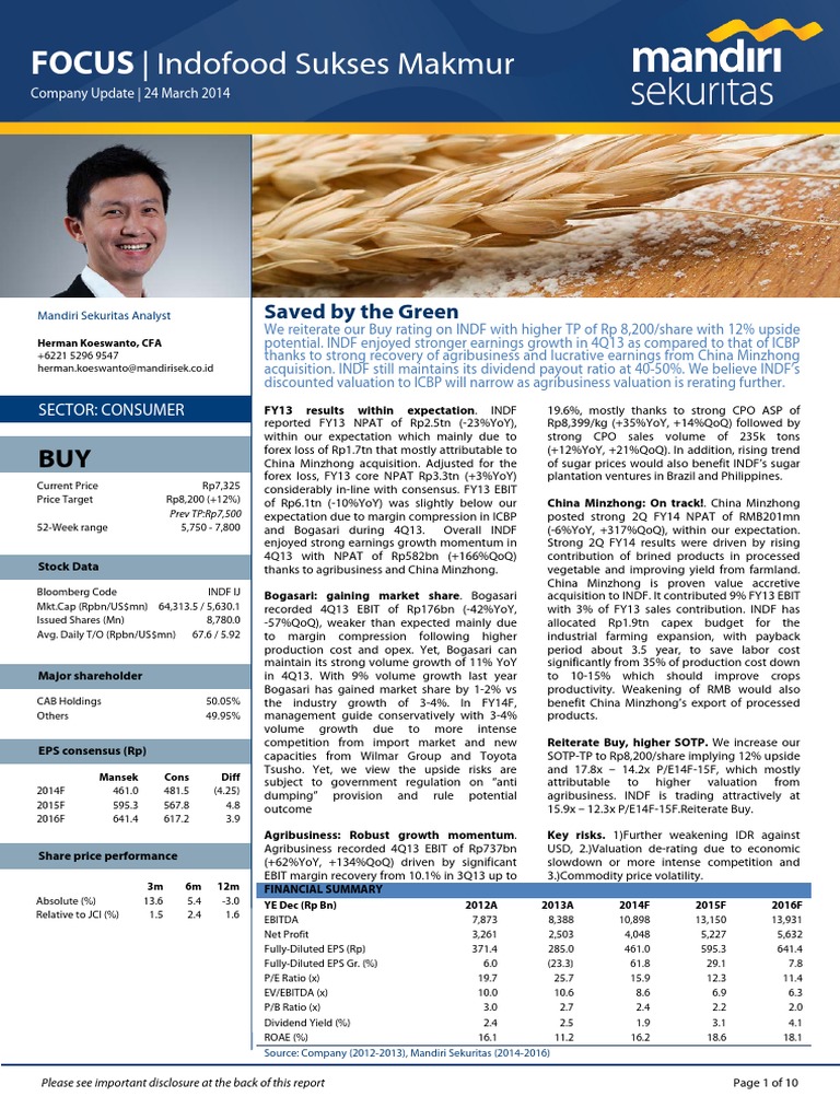 Indf 20140324 Mansek Company Report | PDF | Valuation (Finance) | Free ...