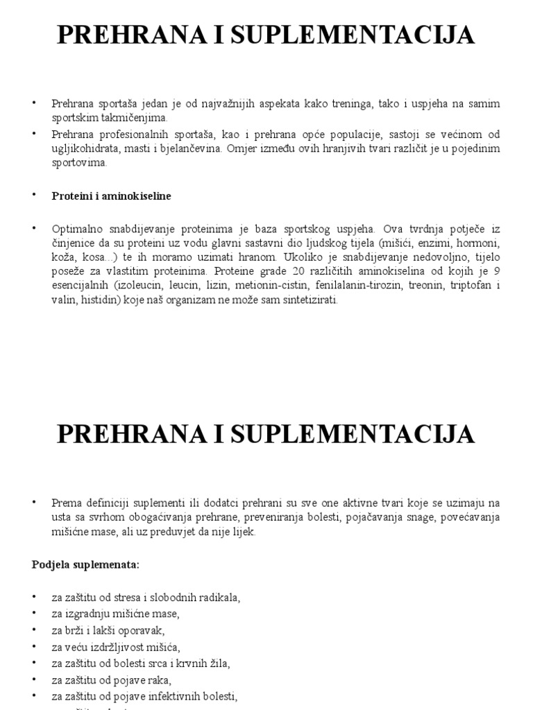 Prehrana I Suplementacija | PDF