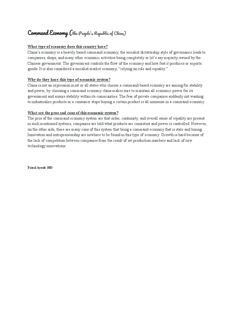 China's Command Economy Explained | PDF