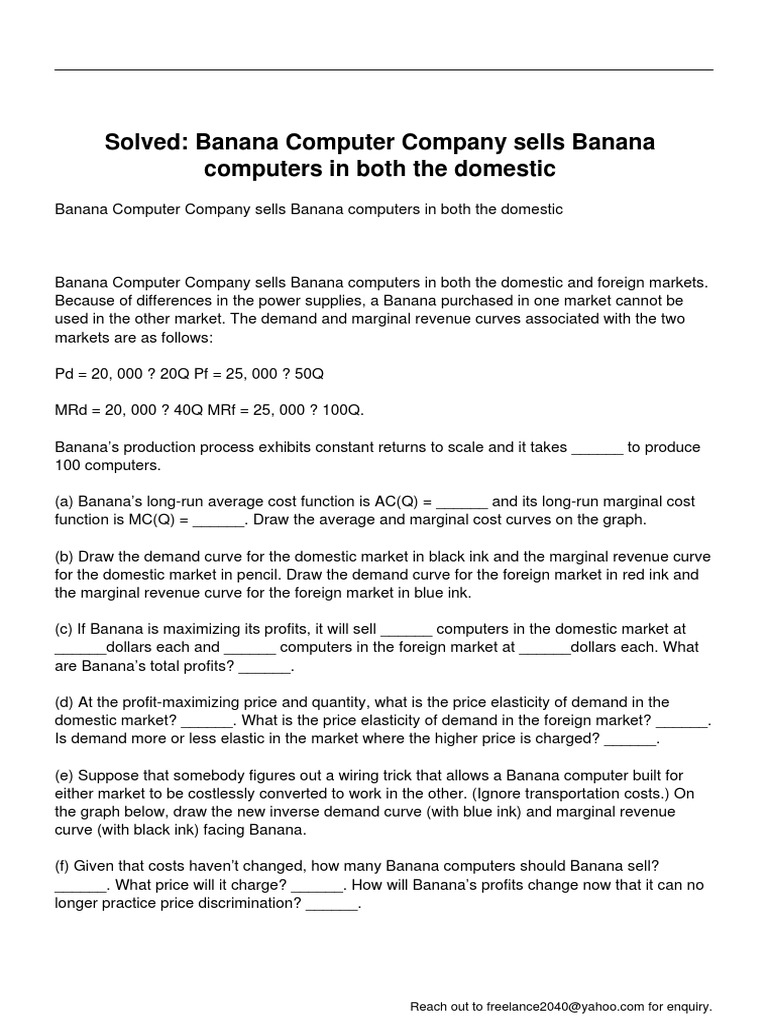 Banana Computer Company Sells Banana Computers in Both The Domestic ...