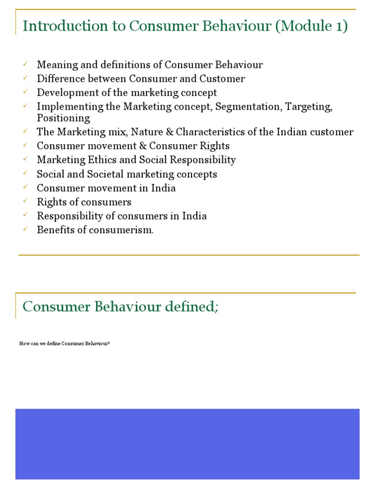 Module 1 - Intro Consumer Behaviour | PDF | Marketing | Business Economics