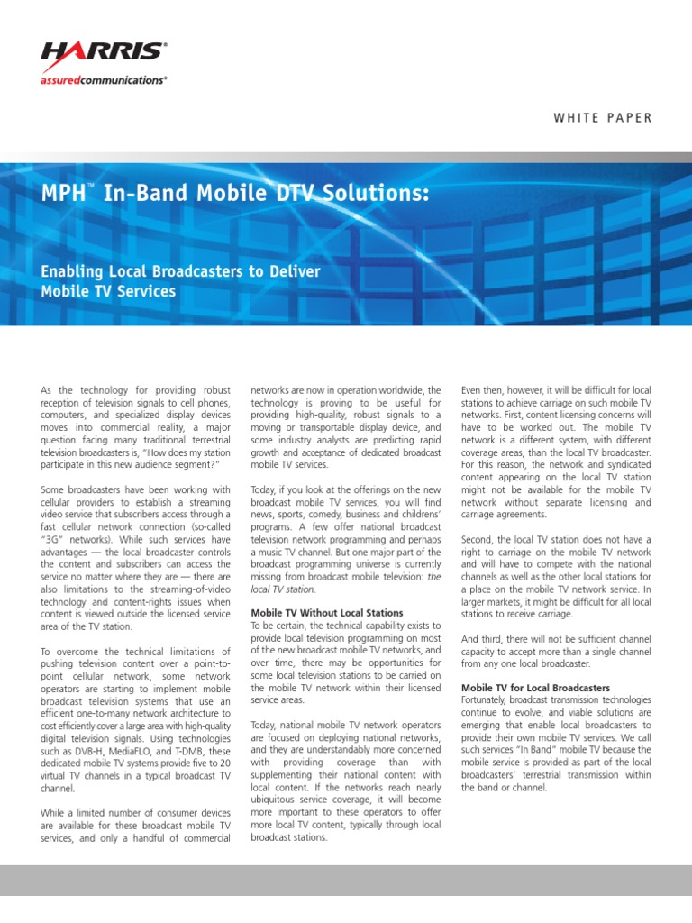 Harris Mobile Handheld | PDF | Television Network | Television