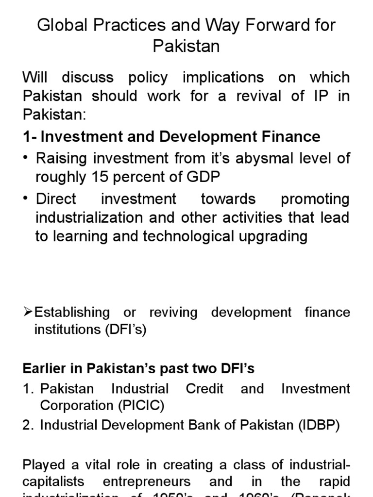 Global Practices and Way Forward For Pakistan: 1-Investment and ...