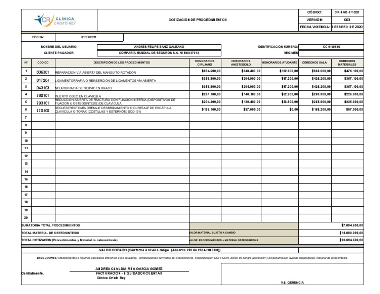 Cotizacion Andres Felipe Sanz Galeano CC 6100536 | PDF | Sistema ...