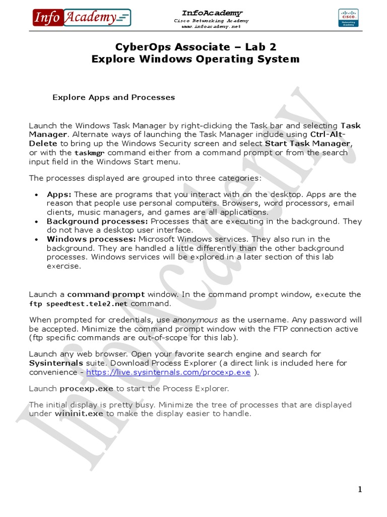 (InfoAcademy) CyberOpsAssociate-Lab 2 - Explore Windows Operating ...