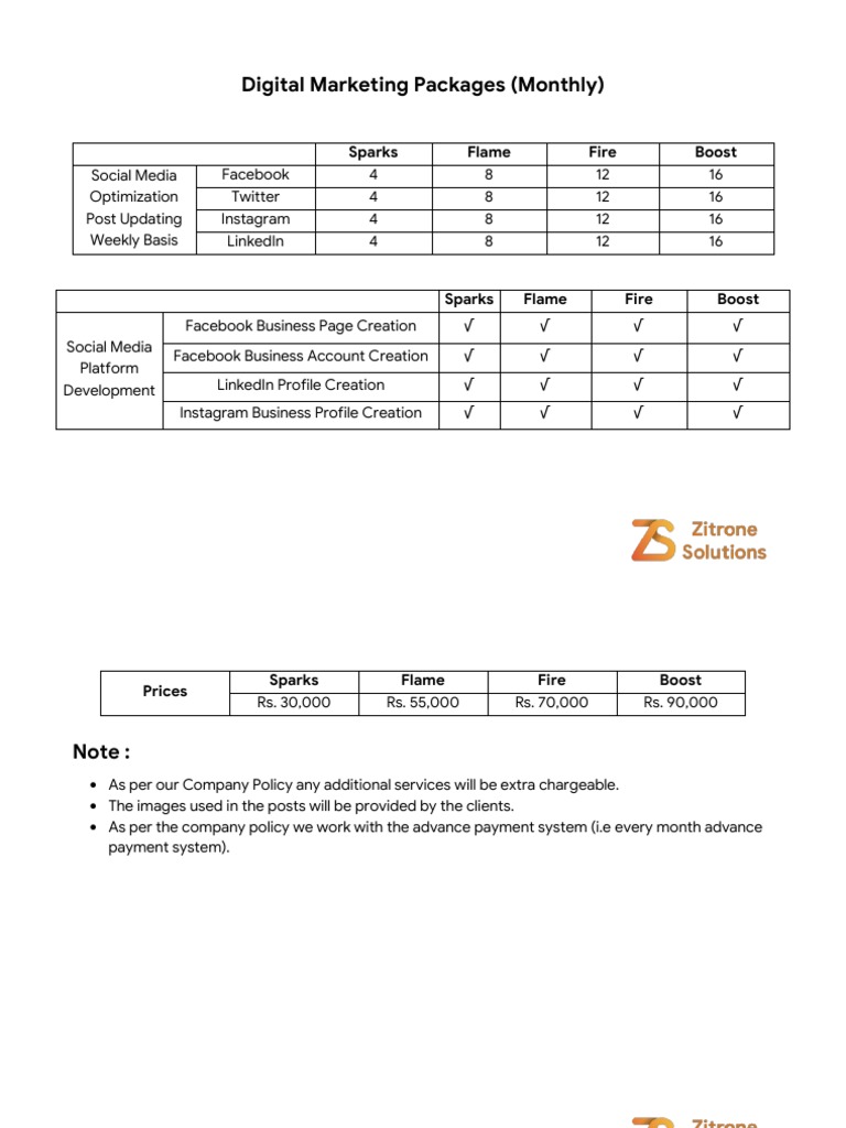Digital Marketing Packages (Monthly) : Sparks Flame Fire Boost | PDF