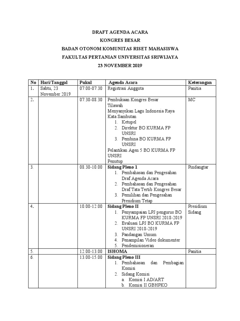 Rundown Acara Pelantikan Dan Demis | PDF