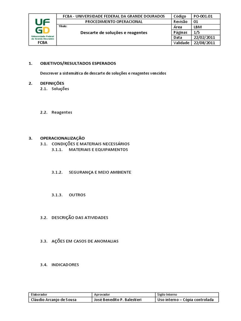 Modelo de Procedimento Operacional | PDF