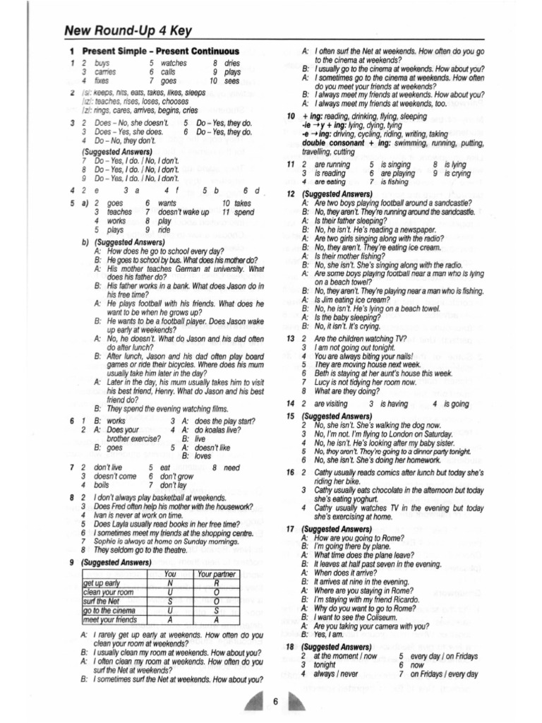 New Round-Up 4 - Answer Key | PDF