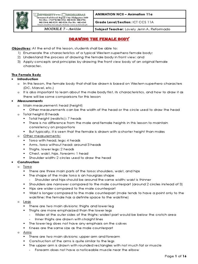 Module 7 - Drawing The Female Body | PDF | Arm | Hand