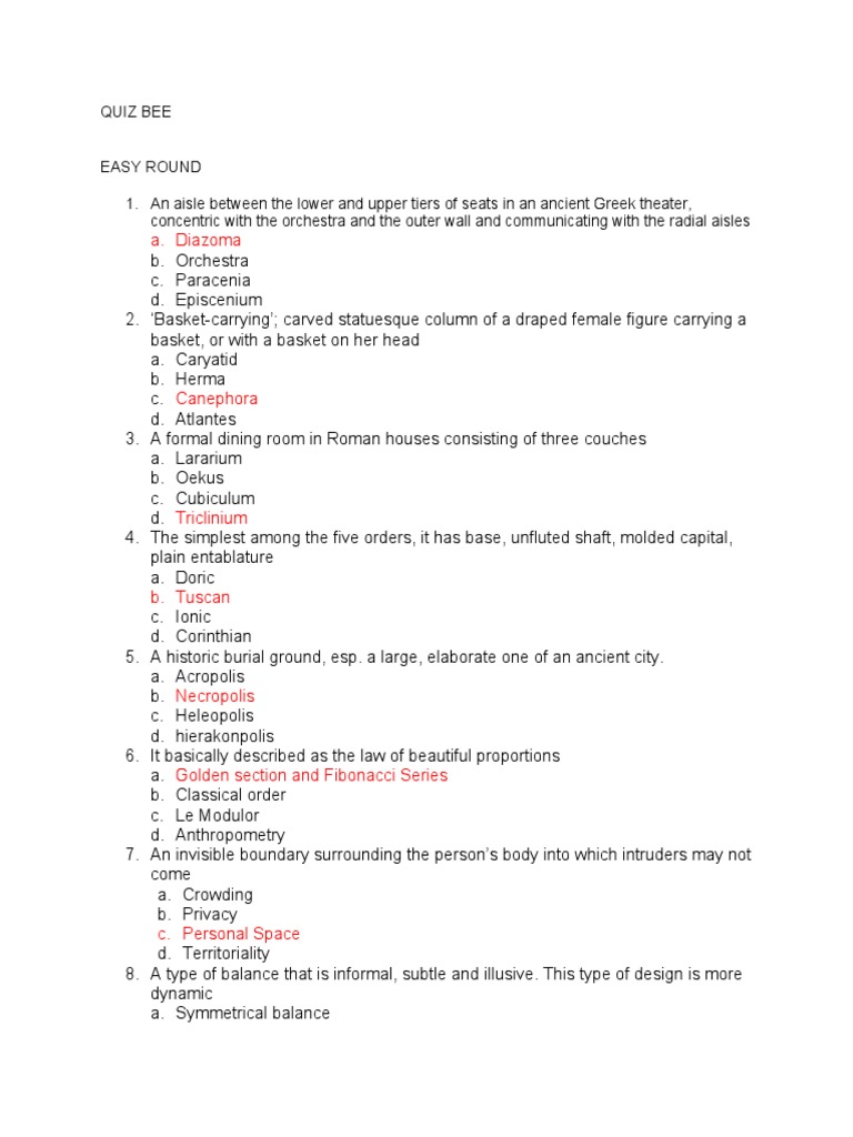 Quiz Bee | PDF | Column | Architectural Design