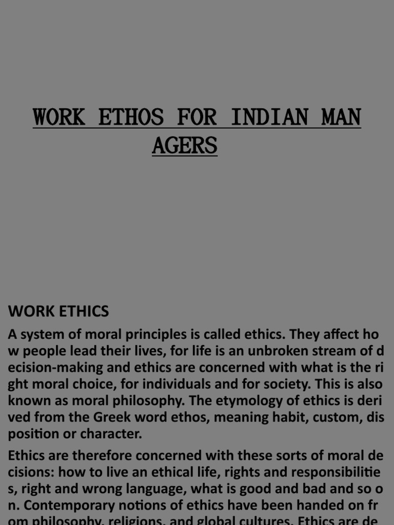 Becg, Work Ethos For Indian Managers | PDF | Morality | Value (Ethics)