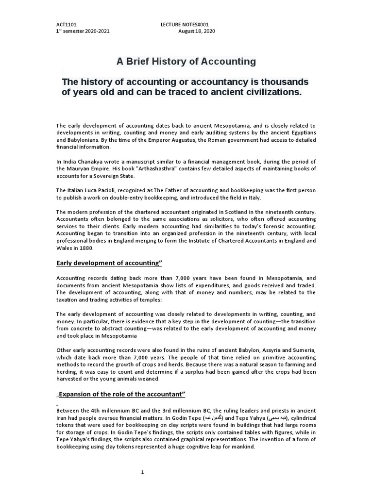 History and Evolution of Accounting | PDF | Accounting | Financial Services