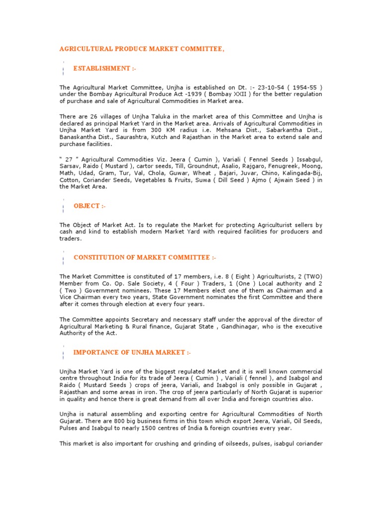 Agricultural Produce Market Committee | PDF | Gujarat | Cumin