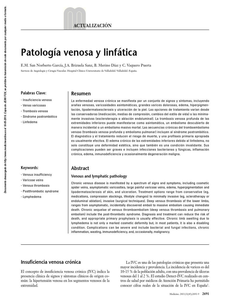 Patología Venosa y Linfática | PDF | Venas varicosas | Angiografía