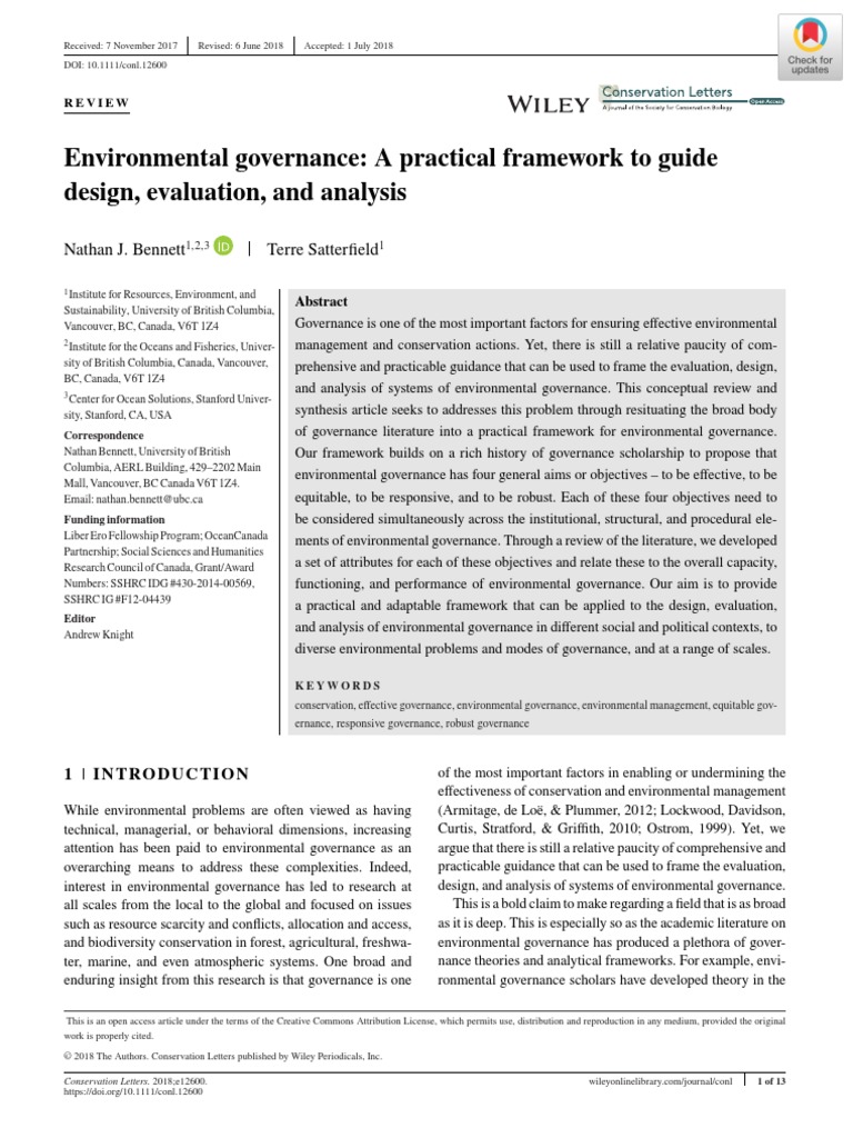 2018 - Environmental Governance A Practical Framework To Guide | PDF ...
